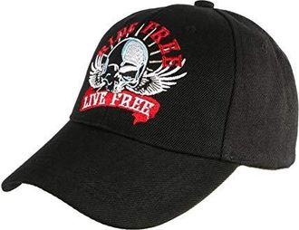 Nyls Création Casquette Biker Noire Live Free Ride Free Baseball Motard - Homme