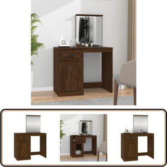 vidaXL Vidaxl - Schminktisch mit Spiegel Braun Eichen-Optik 90x50x132,5 cm - Schminktisch - Kosmetiktisch - Badezimmermöbel - Spiegelschrank - Makeup Tisch