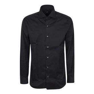 Barba Homme, Chemises, Noir, Taille: XL Chemise Classique Popeline Stretch