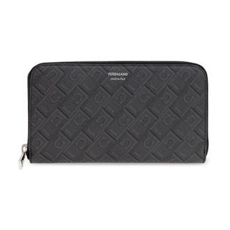 Ferragamo Homme, Accessoires, Gris, Taille: ONE Size Portefeuille en toile avec monogramme