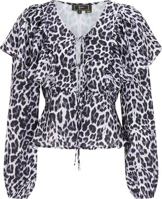 Faina Bluse Damen Schwarz Weiss Leo