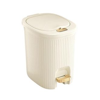 Generic Poubelle M&eacute;nage Toilette Salle De Bain avec Couvercle Presse P&eacute;dale Corbeille Salon Cuisine(Beige,8L)