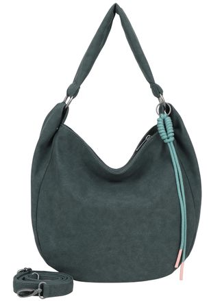 Fritzi Aus Preu&szlig;en Fritzi Sue01 Suede Jacky Soft Grey Blue Hobo Handtasche Kunstleder Damen Umh&auml;ngetasche Festival City vegan Suede-Optik Kordelanh&auml;nger 31 x 29 x 12 cm,