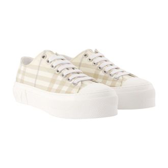 Burberry Womens Jack Large Check Sneakers Nylon Ivory Shoes