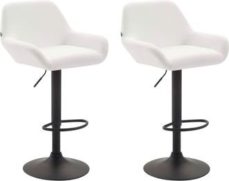 Clp 2er Set Barhocker Braga Kunstleder I Höhenverstellbarer Barstuhl Mit Metallgestell I Thekenhocker Mit Integrierter Fußstütze, Farbe:weiß, Gestell Farb