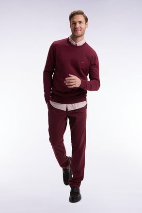 Eden Park Pantalon Chino Sans Plis En Coton Stretch Bordeaux