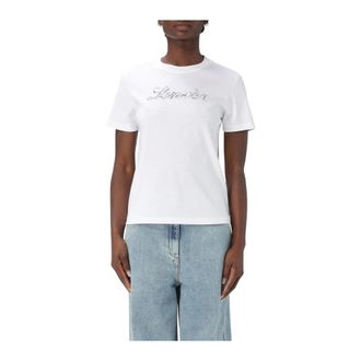 Lanvin Femme, Tops, Blanc, Taille: 40 FR T-shirt en Coton à Imprimé Graphique