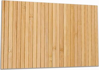 Wallario Herdabdeckplatte/Spritzschutz aus Glas, 1-teilig,90x52cm mit 8mm hohen Füßen, für Ceran- und Induktionsherde, Holzpanele hell