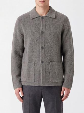 Emporio Armani Cardigan en laine et mohair m&eacute;lang&eacute;s avec col classique