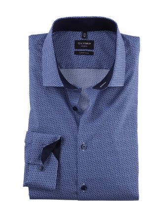 Olymp Herren Businesshemd Langarm No. Six,Digitaldruck auf Uni,super Slim,Modern Kent,bleu 11,43
