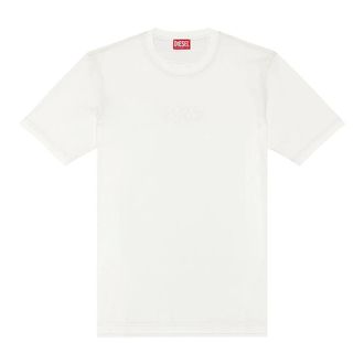 Diesel Homme, Tops, Blanc, Taille: XL T-shirt &agrave; logo en coton merceris&eacute;