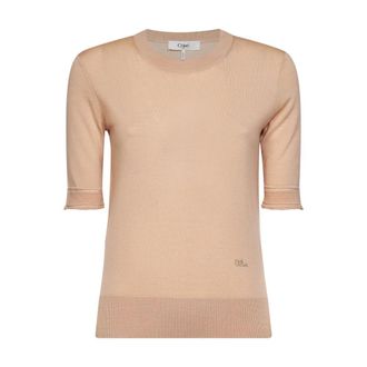 Chlo&eacute; Rundhals-Pullover mit kurzen &Auml;rmeln - - Knitwear - Damen - Rosa - M