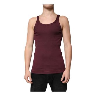 Dolce & Gabbana Homme, Tops, Brun, Taille: L D&eacute;bardeur en Coton Bordeaux
