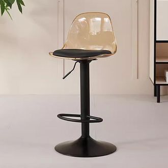 Generic Barhocker Schwarz 360° Drehung mit Acryl Rückenlehne Höhenverstellbarer Barstuhl Belastbar Bis 75kg, füR Bartheke KüChe und Zuhause(Gold)