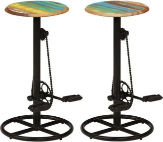 vidaXL Vidaxl - Tabourets de bar lot de 2 bois massif de r&eacute;cup&eacute;ration