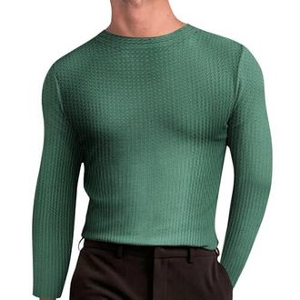 Generic Chemise &agrave; manches longues et col rond pour homme - L&eacute;g&egrave;re, respirante - Coupe ajust&eacute;e - Pour le printemps et lautomne - Confortable, Jn, XXL