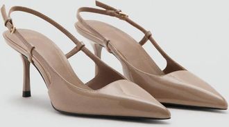Mango Chaussures &agrave; talon en cuir vernis nude - Femme - 35 - MANGO