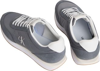 Calvin Klein Jeans Sneaker CALVIN KLEIN JEANS RETRO RUNNER ESS MIX MAT, Herren, Gr. 39, grau, Leder, Textil, unifarben mit Farbeinsatz, Schuhe Sneaker, Freizeitschuh, Ha