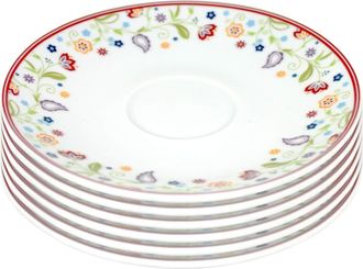 Ritzenhoff & Breker Flirt by R&B 018646 Doppio Shanti Kaffee-Untere/Untertasse mit Paisley-Muster, &Oslash; 16 x 2 cm, Porzellan (6er Pack)