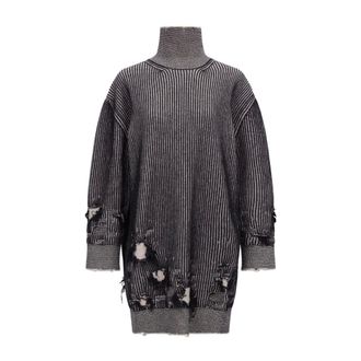 Maison Margiela Femme, Robes, Noir, Taille: 38 FR Robe pull noire en maille