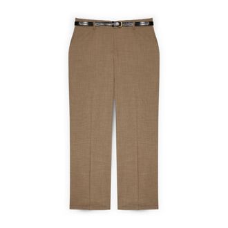 Fiorella Rubino Stoffhose mit weitem Bein und G&uuml;rtel - - Trousers - Damen - Beige - 6XL