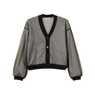 Twinset Cardigan in maglia doppiata in tulle - - Knitwear - Damen - Grau - XS