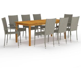 vidaXL 9-tlg. Garten-Essgruppe Grau - Vidaxl
