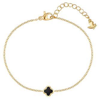 Glanzst&uuml;cke M&uuml;nchen Armband - Edelstahl Armband Achat Kleeblatt - Gr. ONESIZE - in Gold - f&uuml;r Damen