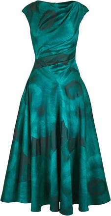 Talbot Runhof robe courte drapée à motif en jacquard - Vert