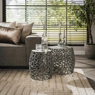 Pier Import Pier Import - Bout de canapé nickel noir aluminium motifs ajourés (2 pièces)