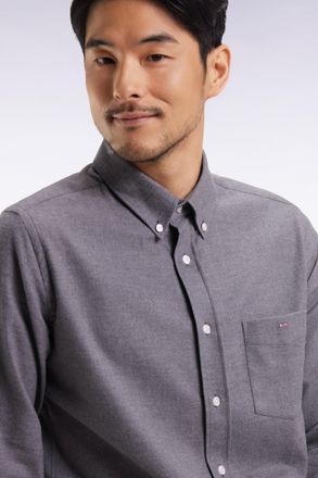 Eden Park Chemise En Flanelle Grise Coupe Droite
