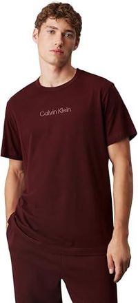 Calvin Klein T-Shirt Manches Courtes Homme Crew Neck Col Ras-du-Cou, Rouge (Truffle Brown), M