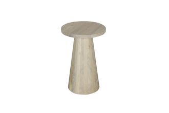 Byliving Beistelltisch Cone/Massivholz Akazie White wash lackiert/rund/Kaffeetisch/Wohnzimmertisch/Nachttisch/Echtholz/D 35, H 60 cm