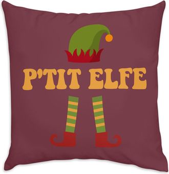 Fabulous Kissenbezug aus rotem Samt - Ptit Elfe Weihnachten Rentier Wichtel Winter Geschenk Weihnachtsmann - 40 x 40 cm, samtweich