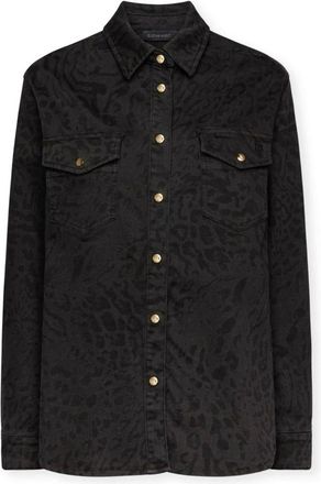 Elena Miro Femme, Blouses et Chemises, Noir, Taille: 52 FR Chemise en jean &agrave; imprim&eacute; animal
