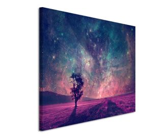 Paul Sinus Art XXL Fotoleinwand 120x80cm K&uuml;nstlerische Fotografie - Fantastische Milchstra&szlig;e mit Baum auf Leinwand exklusives Wandbild moderne Fotografie f&uuml;r ihre Wa