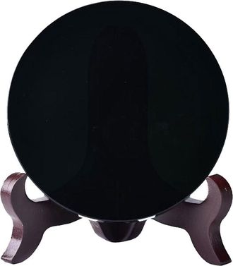Cabilock Obsidian Spiegel Mit St&auml;nder Schwarzer Obsidianspiegel F&uuml;r Wohnzimmertisch Deko Und Meditation Gothic Home Decor 8 Zoll