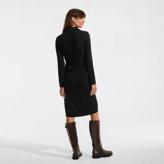 Lands End Wickelkleid aus Baumwolle/Modal-Mix, Damen, Gr&ouml;&szlig;e:40-42 regular, Schwarz, Baumwolle Modal, by Lands End