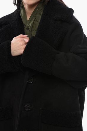 Dsquared2 3-Knopf-Shearling-Mantel mit aufgesetzten Taschen Dsquared2