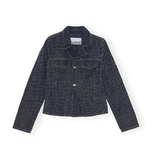 Ganni Femme, Vestes, Bleu, Taille: 38 FR Blazer cintr&eacute; en jean fluffy