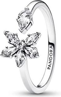 Pandora Pandora Timeless Bague ouverte Herbier scintillant en argent sterling avec zircones cubiques transparentes, taille 52