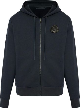 Moncler Hoodie mit Logo-Patch - Blau
