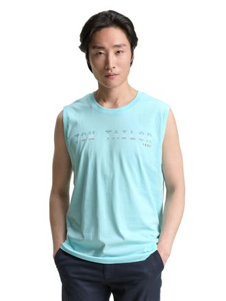 Tom Tailor Herren 1046790 Tanktop, 34921-Caribbean Turquoise, XL