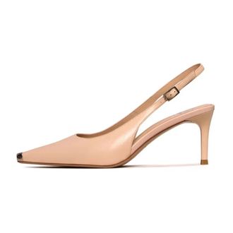 Cesare Gaspari Metal Accent Leather Pumps - Beige - - Shoes - Damen - Beige - 38 EU