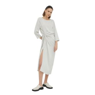 Bruuns Bazaar Twist Front Midi Dress - - Dresses - Damen - Grau - S