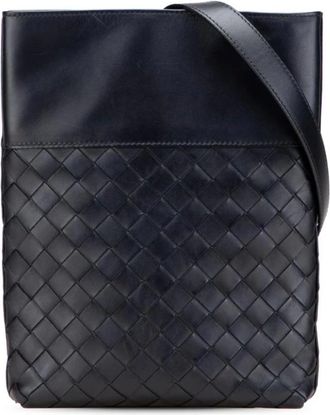 Bottega Veneta Sac bandouli&egrave;re &eacute;l&eacute;gant en cuir Pre-owned avec d&eacute;tail tress&eacute; - Femme - Pre-owned - Noir - Taille: ONE Size
