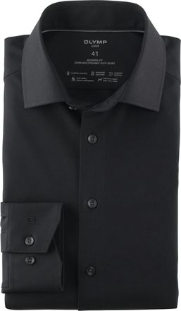 Olymp Herren Oberhemd Langarm Luxor.24.Seven,Twill,modern fit,Global Kent,schwarz 68,39