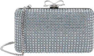 Self Portrait Femme, Sacs, Bleu, Taille: ONE Size Crystal Chainmail Clutch