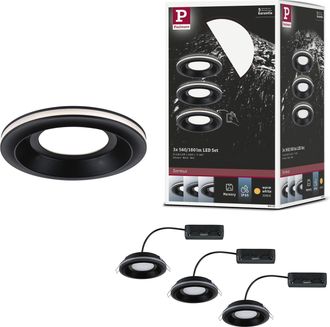 Paulmann 92252 LED Einbauleuchte Sormus IP65 rund 100mm 3x4,8/1,5W 560lm / 180lm 230V 3000K Schwarz