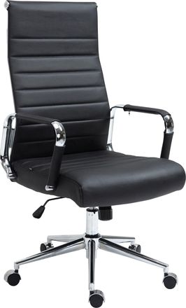 Clp B&uuml;rostuhl ergonomisch Kolumbus Echtleder, Schreibtischstuhl h&ouml;henverstellbar stufenlos, Drehstuhl mit Rollen bis 150 kg belastbar, Farbe:schwarz